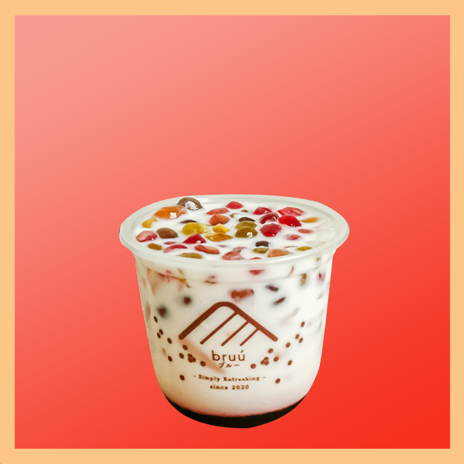 Mixed Berry (Grapes Fruit) Latte with Rainbow bubble – Bruu Cafe